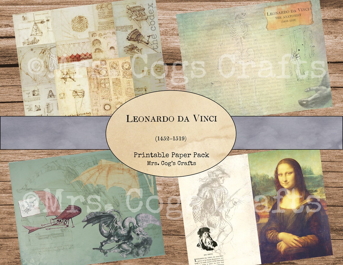 Leonardo Da Vinci Paper Pack Printable Journal Pages - Etsy