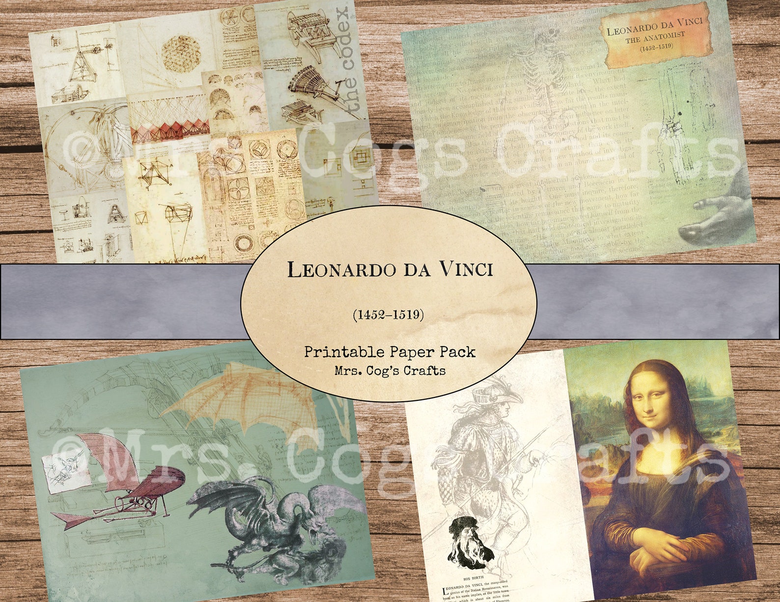 Leonardo Da Vinci Paper Pack Printable Journal Pages | Etsy UK