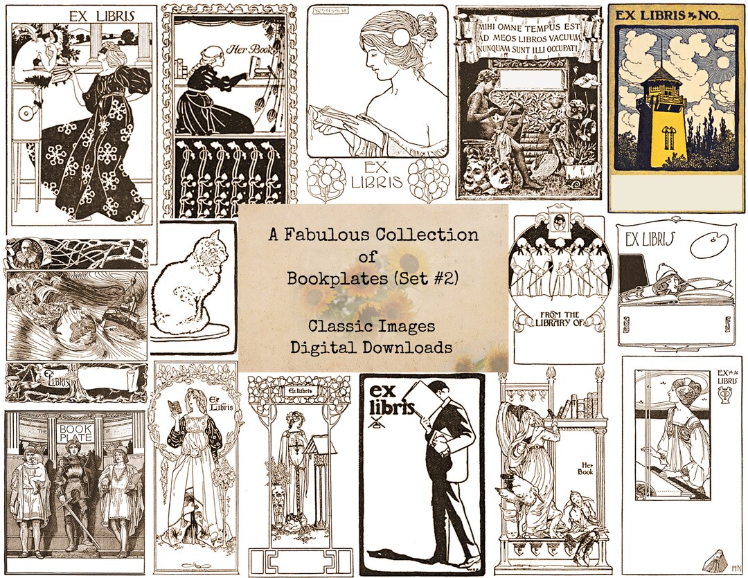 Fabulous Bookplates Set #2 - Ex Libris - Labels for Journals and Books ...