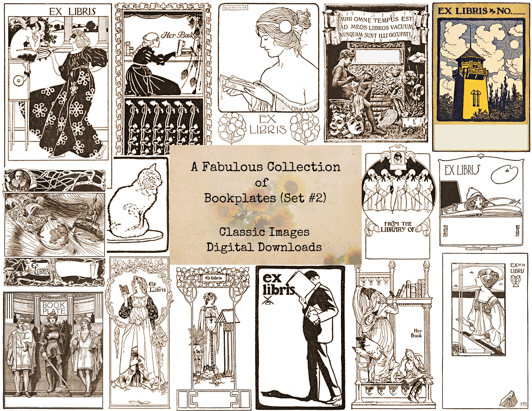 Fabulous Bookplates Set 2 Ex Libris Labels for Journals | Etsy