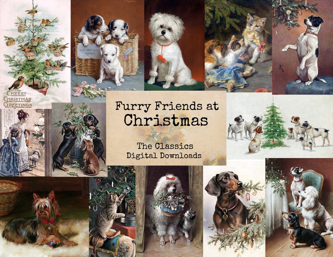 Furry Friends at Christmas - Digital Ephemera Classics, Digital Images ...