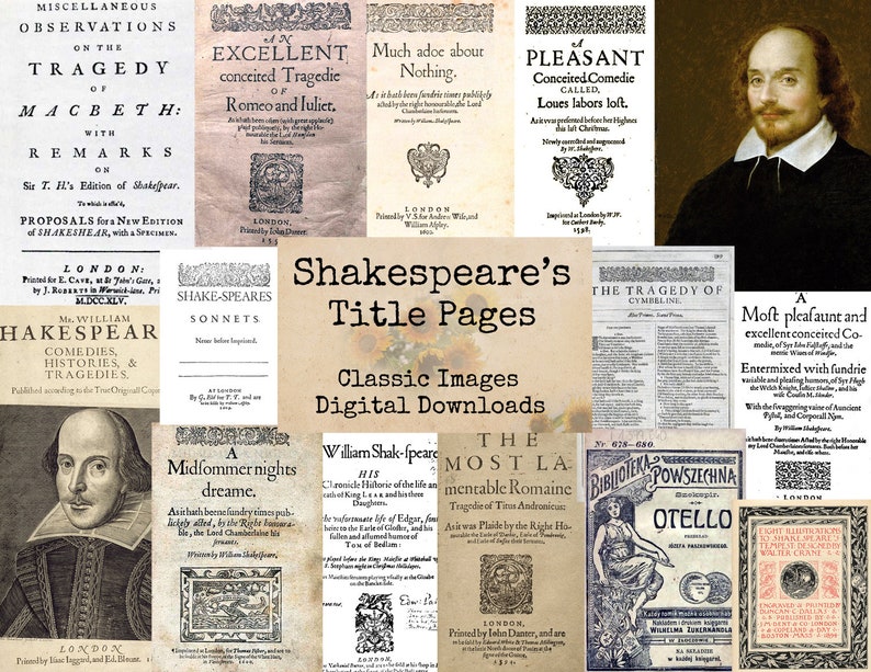 Shakespeare's Title Pages Digital Ephemera Classics - Etsy