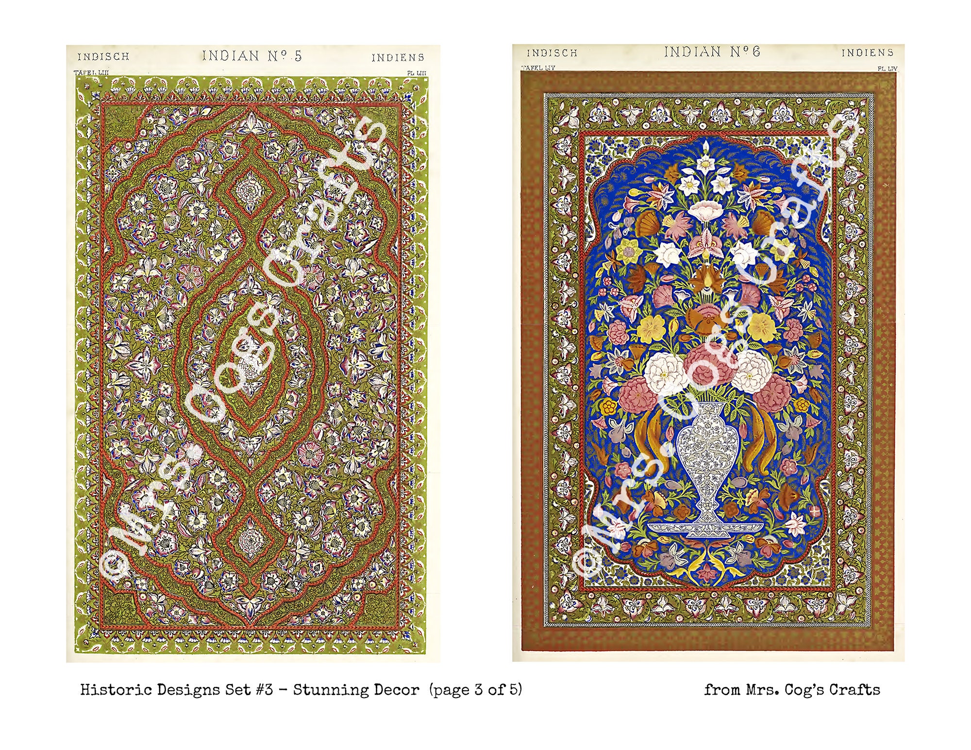 Historic Designs Set #3 Stunning Decor - Printable Images, Instant ...
