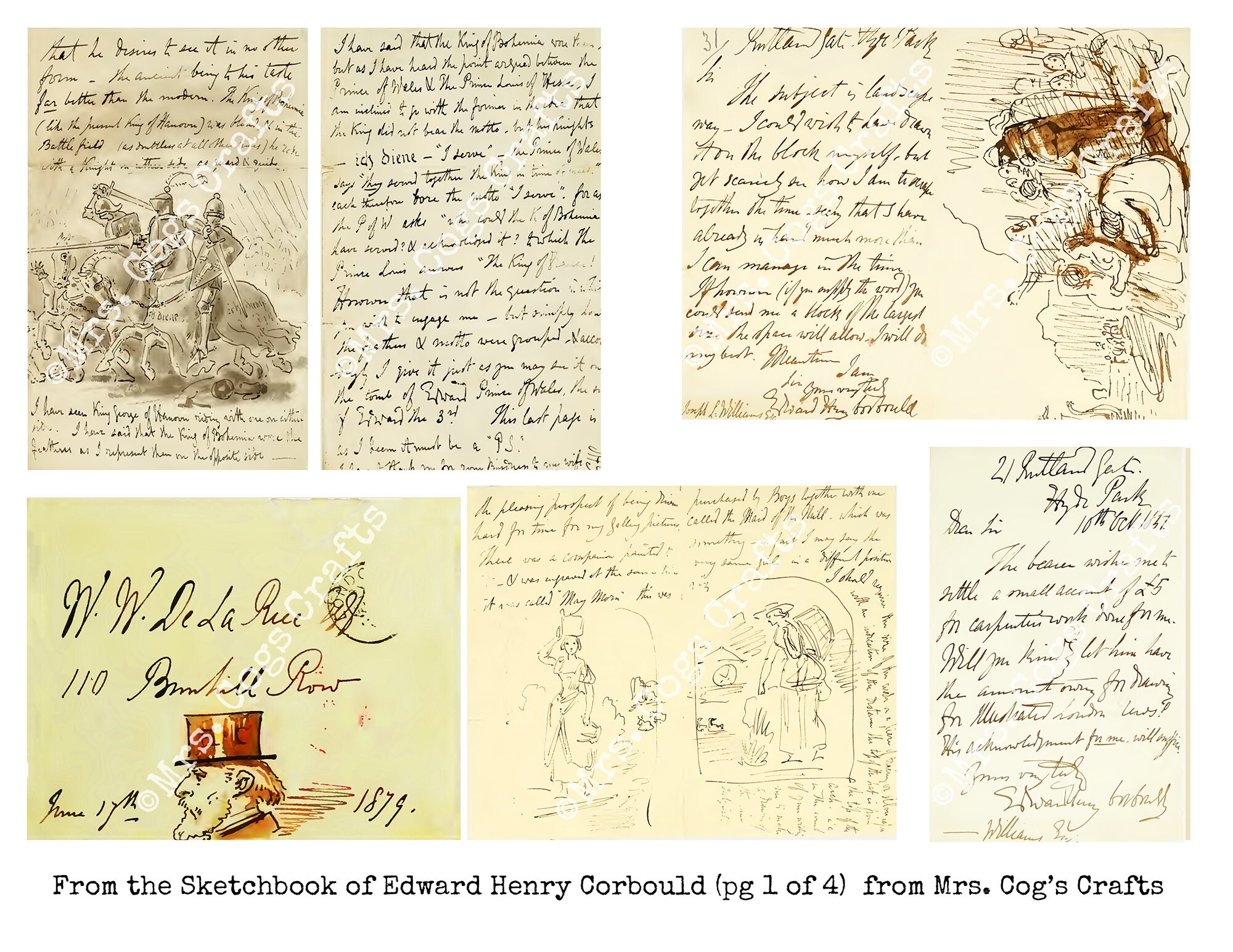 From the Sketchbook of Edward Henry Corbould Printable | Etsy