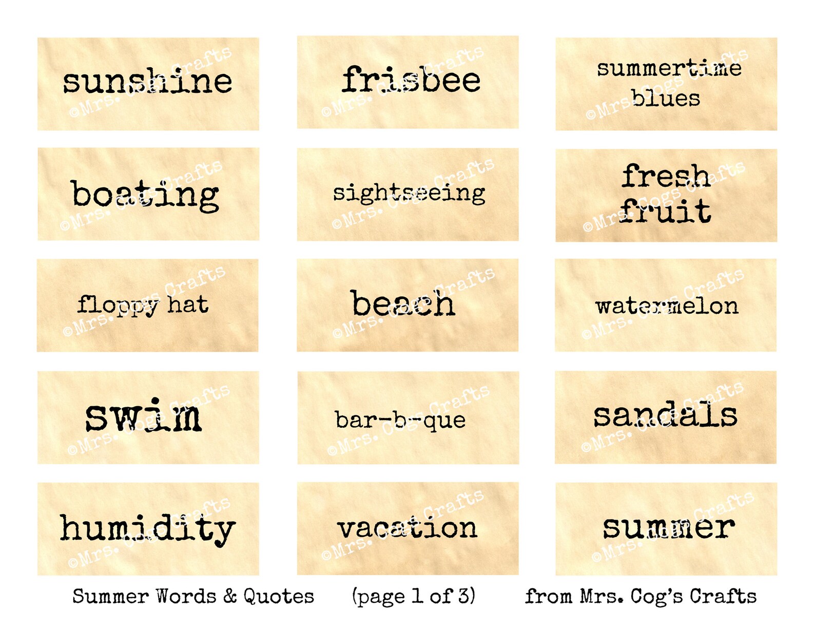 Summer Words & Sayings Journal Prompts Printable Words - Etsy