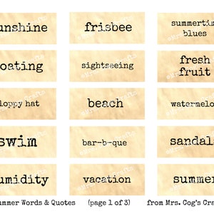 Summer Words & Sayings - Journal Prompts, Printable Words, Instant ...