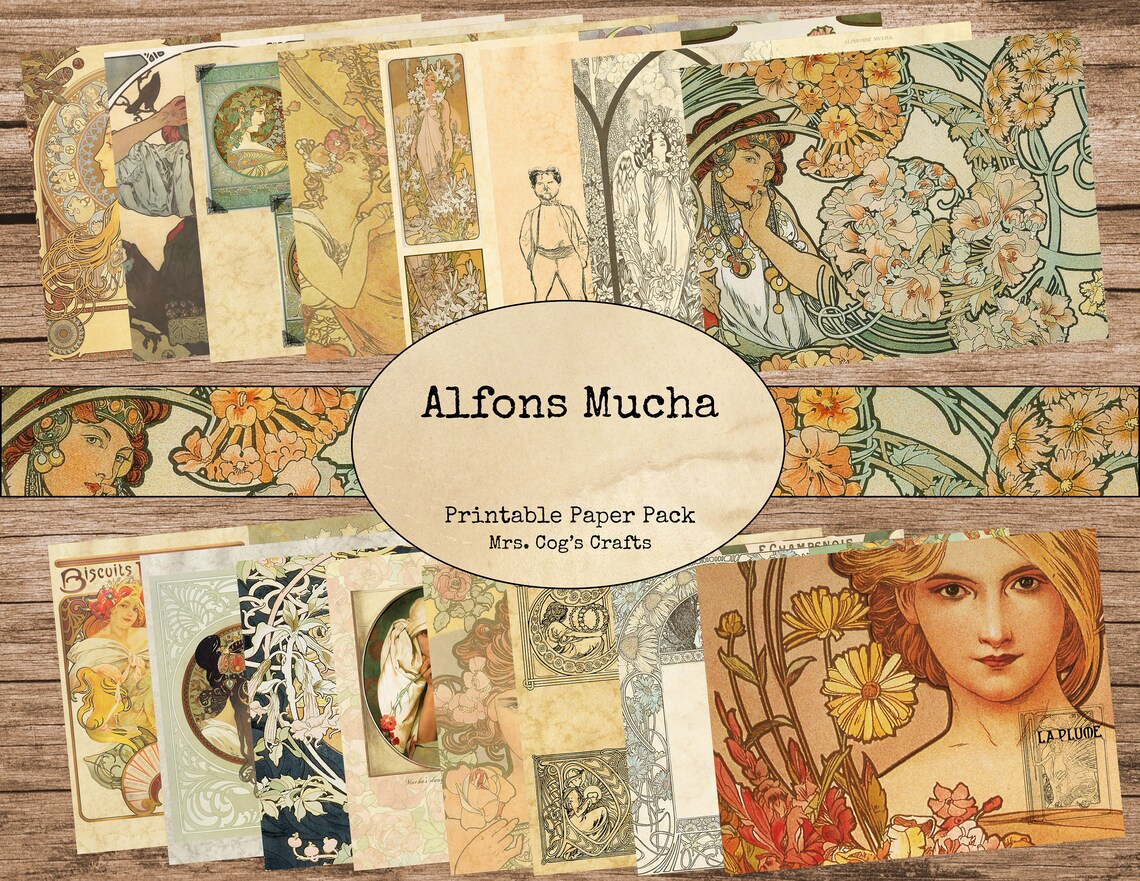 Alphons Mucha - Paper Pack, Printable Journal Pages, Digital Journal ...