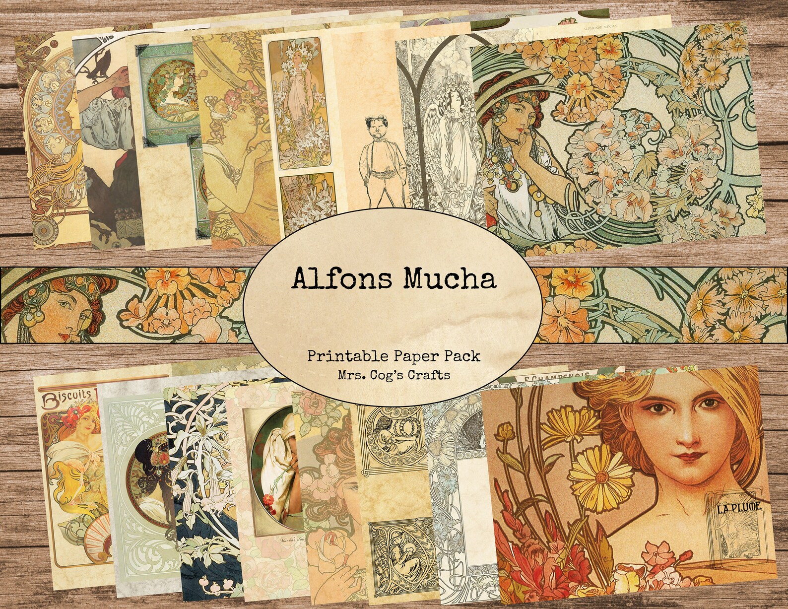 Alphons Mucha Paper Pack Printable Journal Pages Digital - Etsy