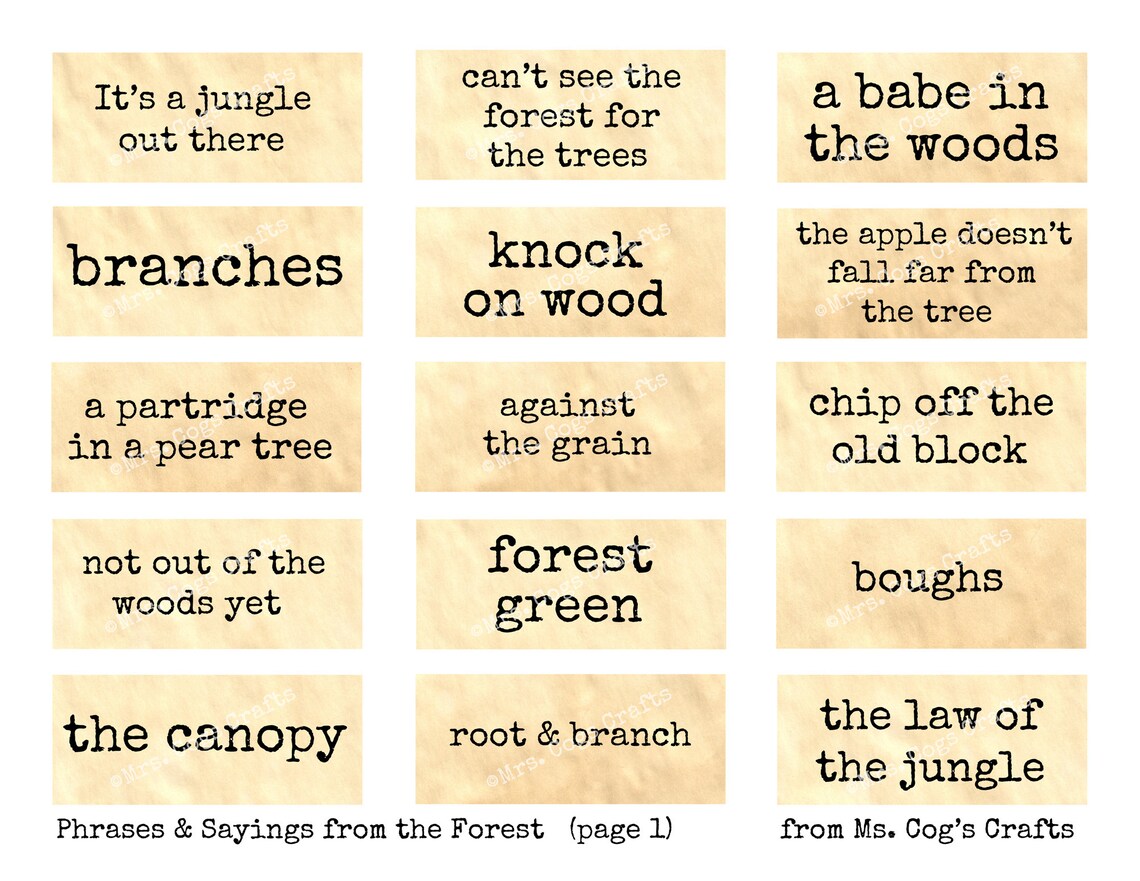 Forest Phrases and Sayings Journal Prompts Printable Words | Etsy