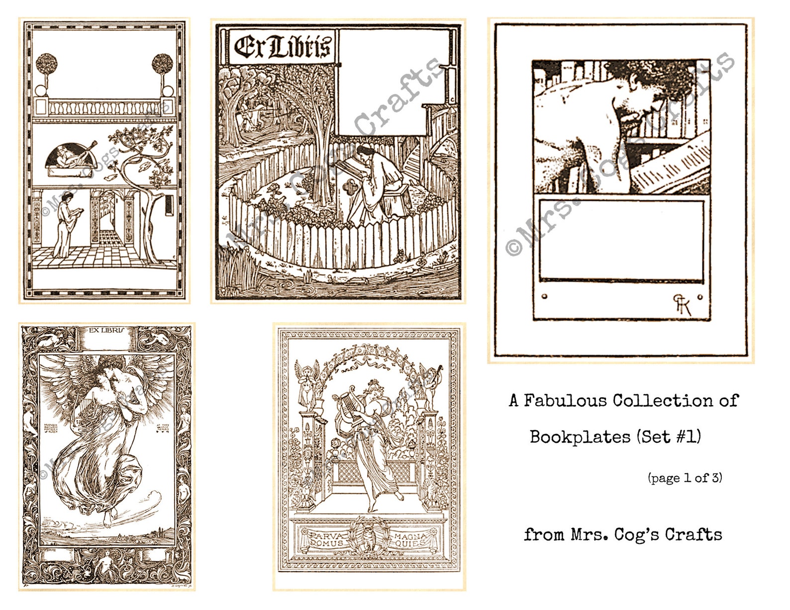 Fabulous Bookplates Set #1 - Ex Libris - Labels for Journals and Books ...