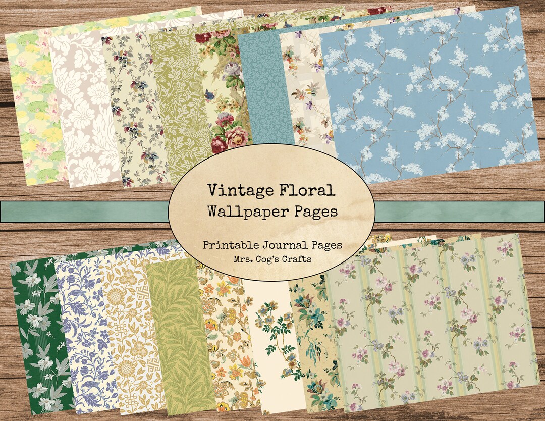 Vintage Floral Wallpaper Journal Pages - Paper Pack, Printable Journal ...