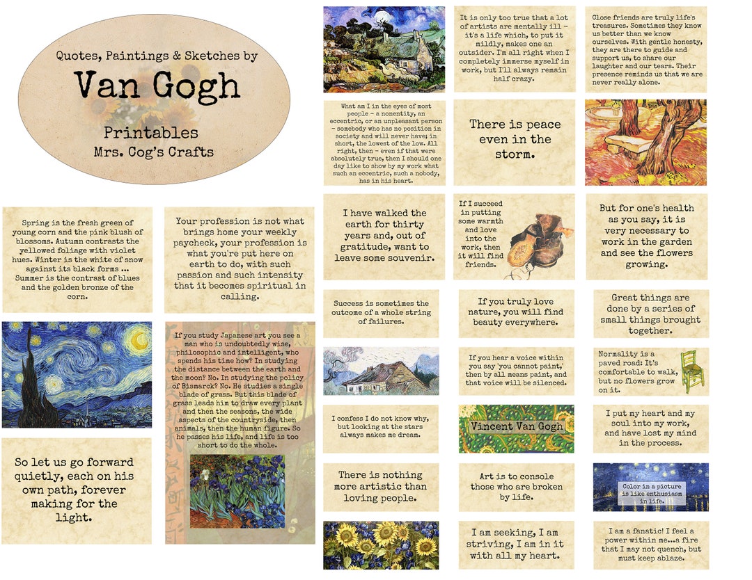 Van Gogh - Quotes & Passages - Journal Prompts, Printable Words ...