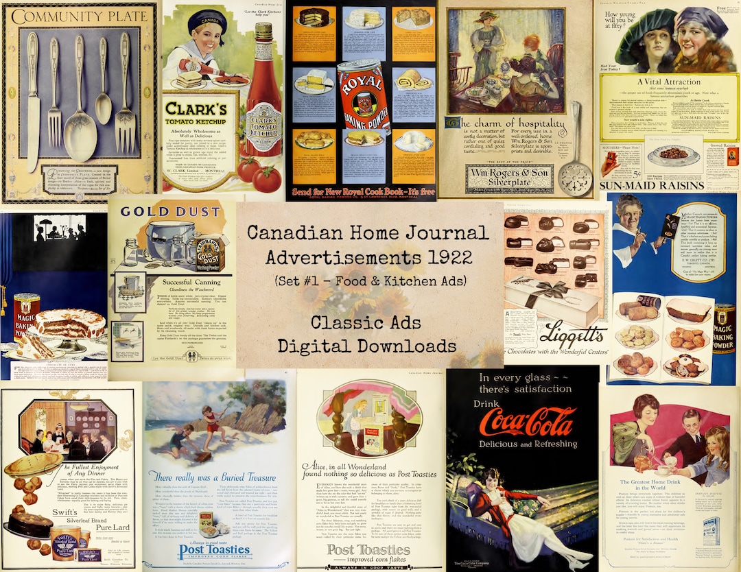 Canadian Home Journal Food Ads Set #1 1922 - Digital Ephemera Classics ...