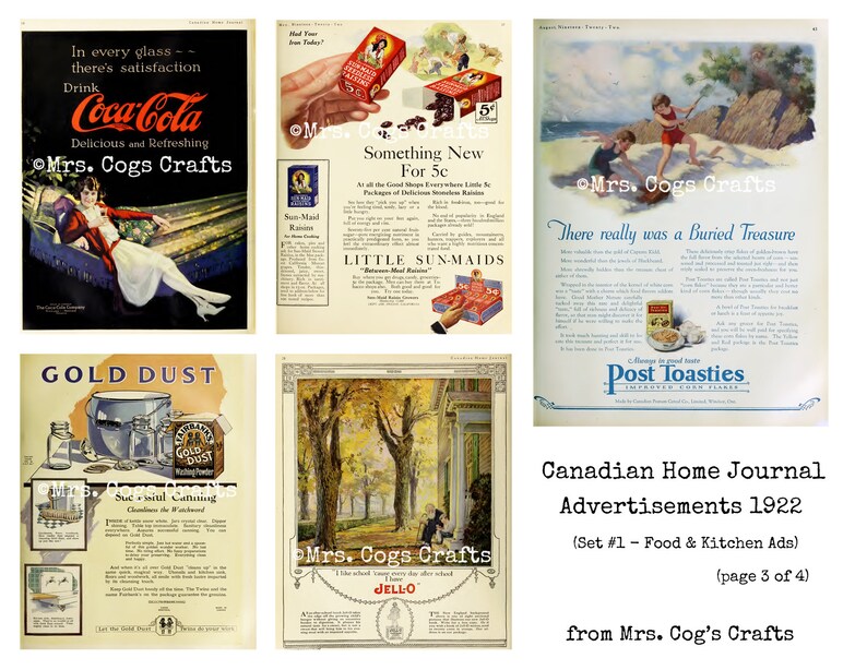 Canadian Home Journal Food Ads Set #1 1922 - Digital Ephemera Classics ...