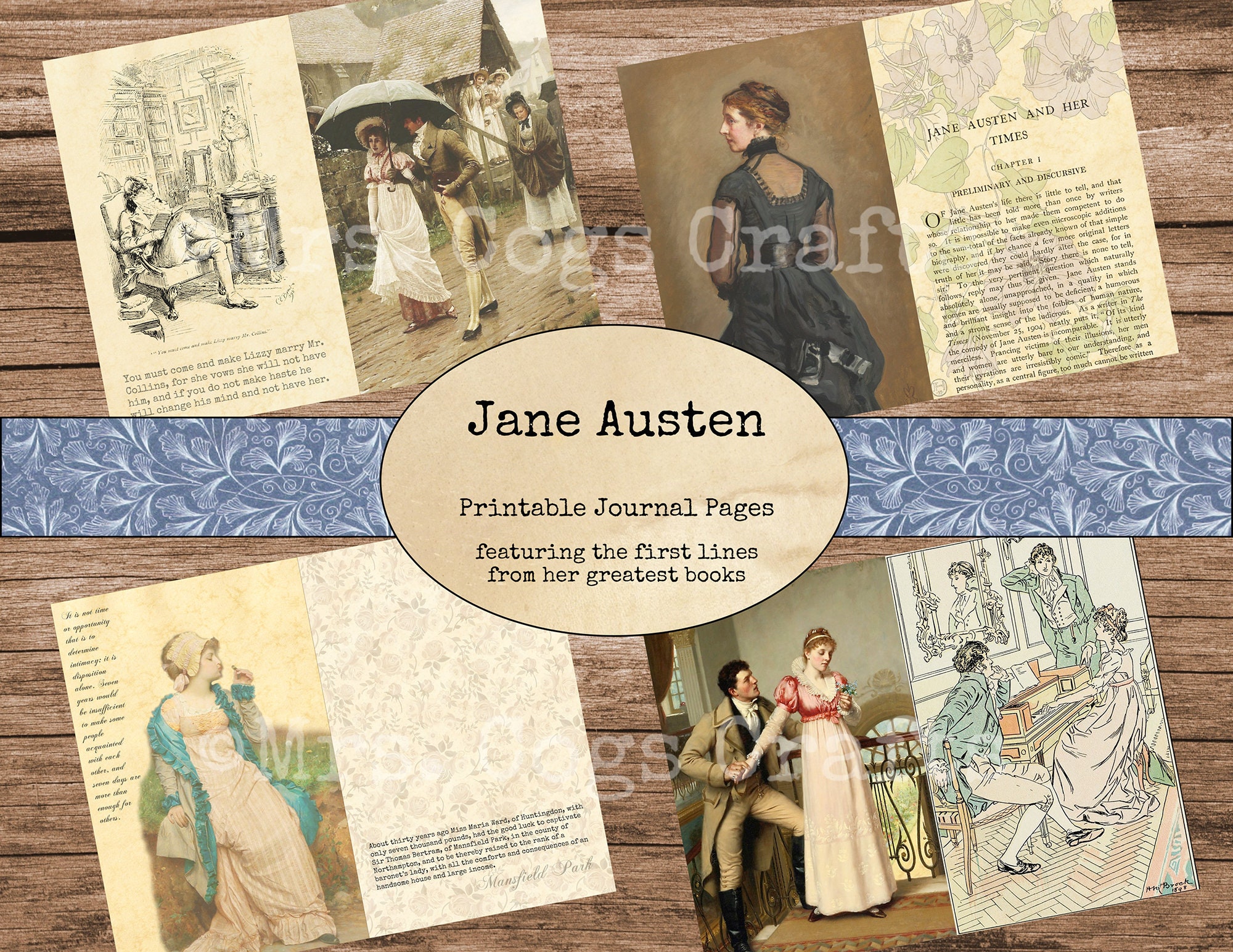 Jane Austen Junk Journal Pages Printable Journal Pages - Etsy