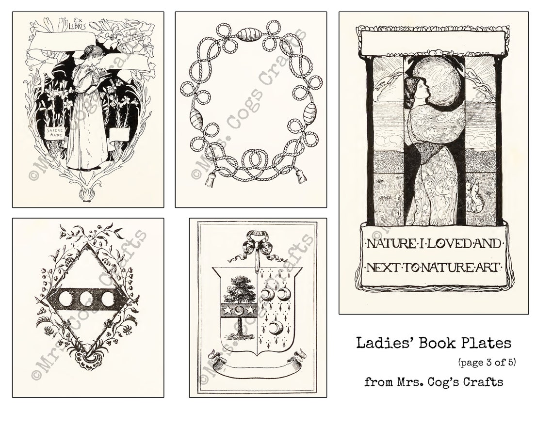 Ladies' Book Plates Ex Libris Labels for Journals and - Etsy