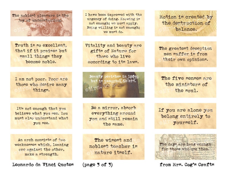 Leonardo Da Vinci Printable Quotes Journal Prompts - Etsy
