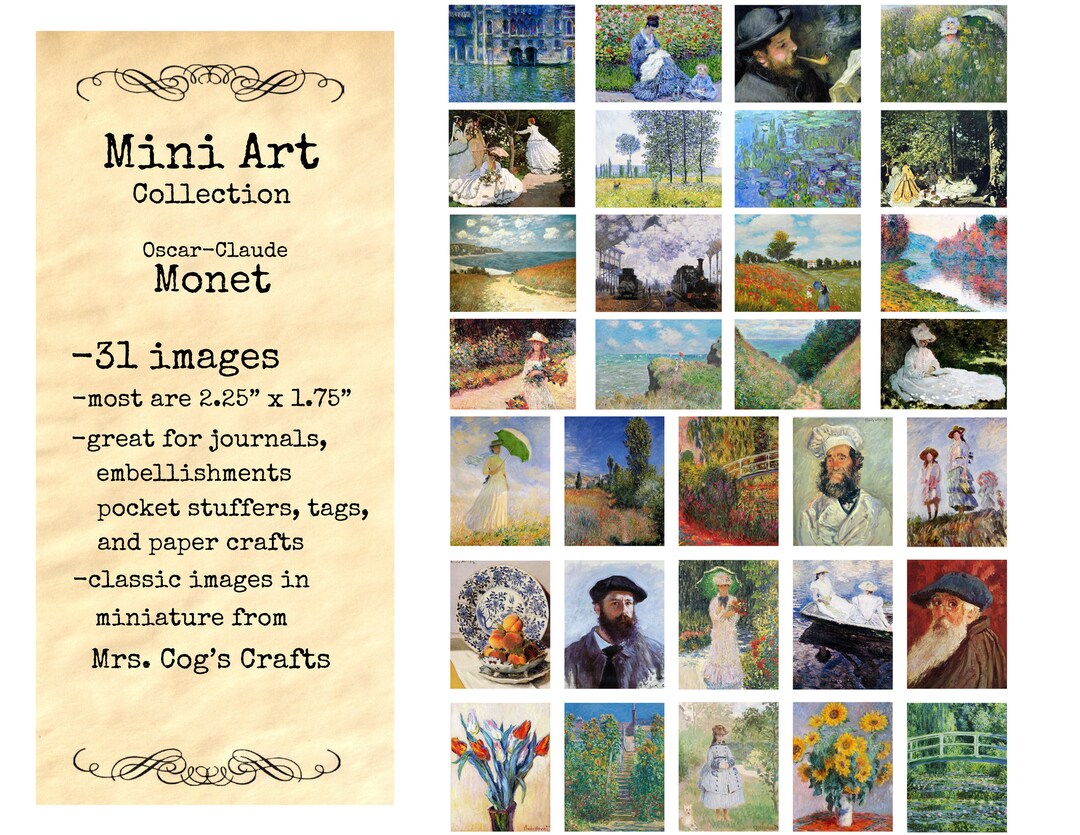 Mini Art - Claude Monet , Printable Images, Digital Download, Miniature ...