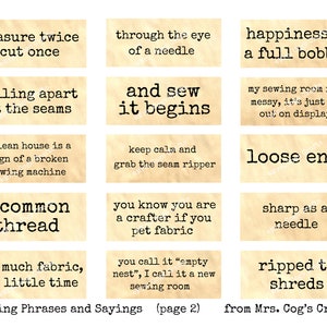 Sewing Phrases and Sayings - Journal Prompts, Printable Words, Instant ...