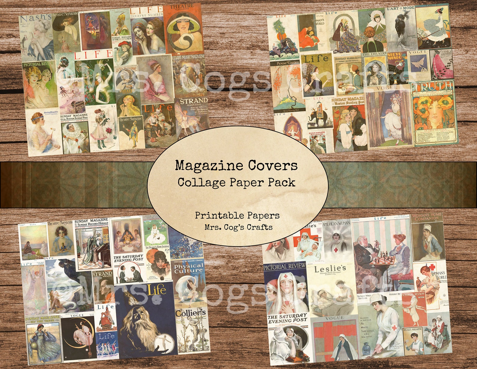 Magazine Cover Collage Journal Pages Paper Pack Printable | Etsy