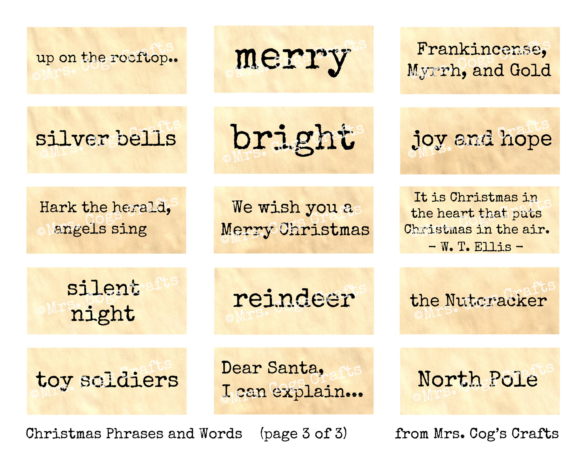 Christmas Phrases & Sayings - Journal Prompts, Printable Words, Instant ...