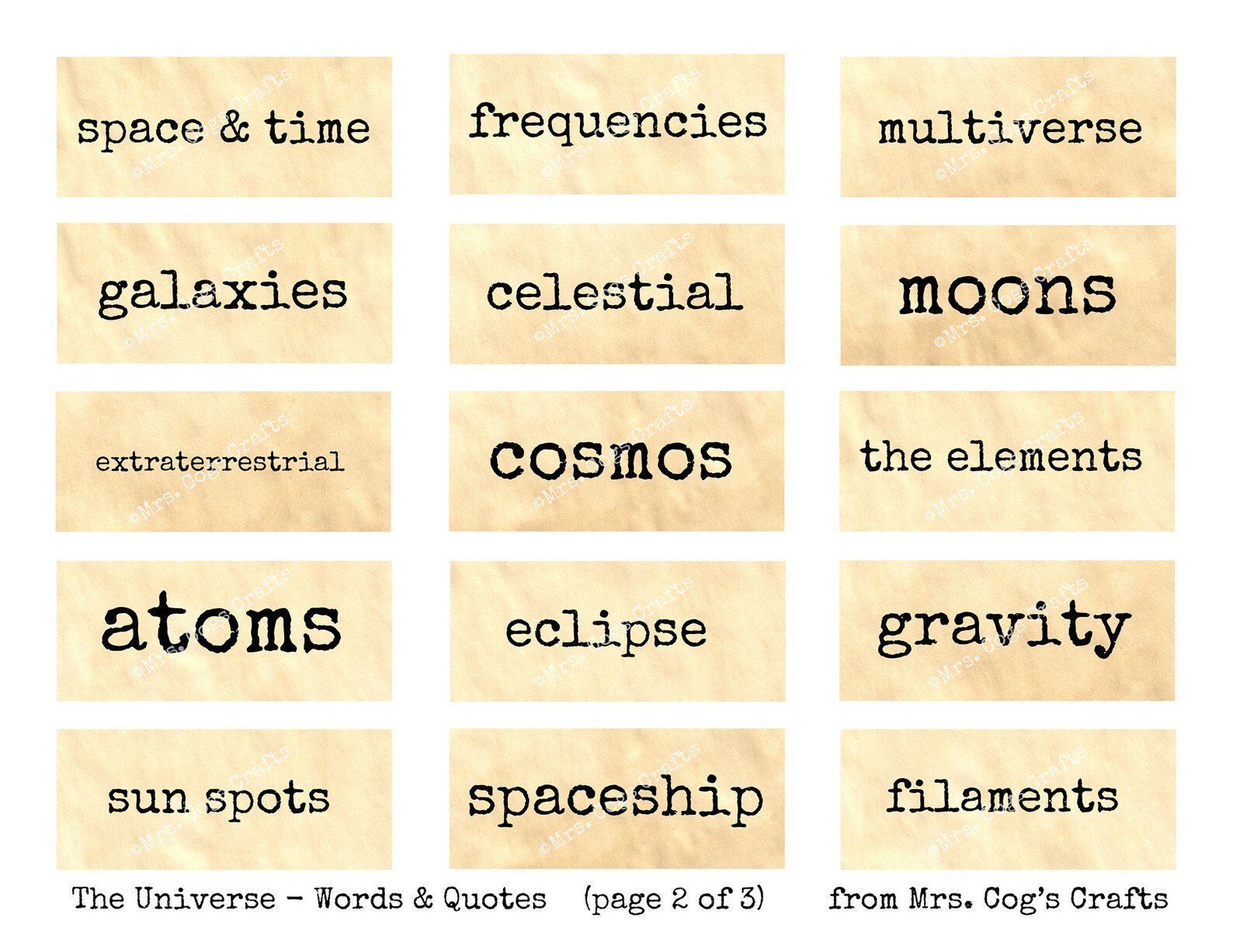 The Universe Words & Quotes - Journal Prompts, Printable Words, Instant ...