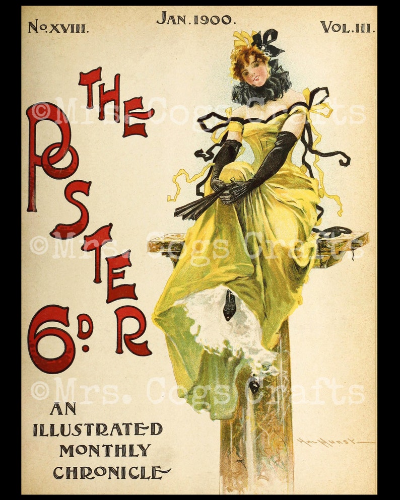 The Poster 1900 Vintage Wall Art Instant Download | Etsy