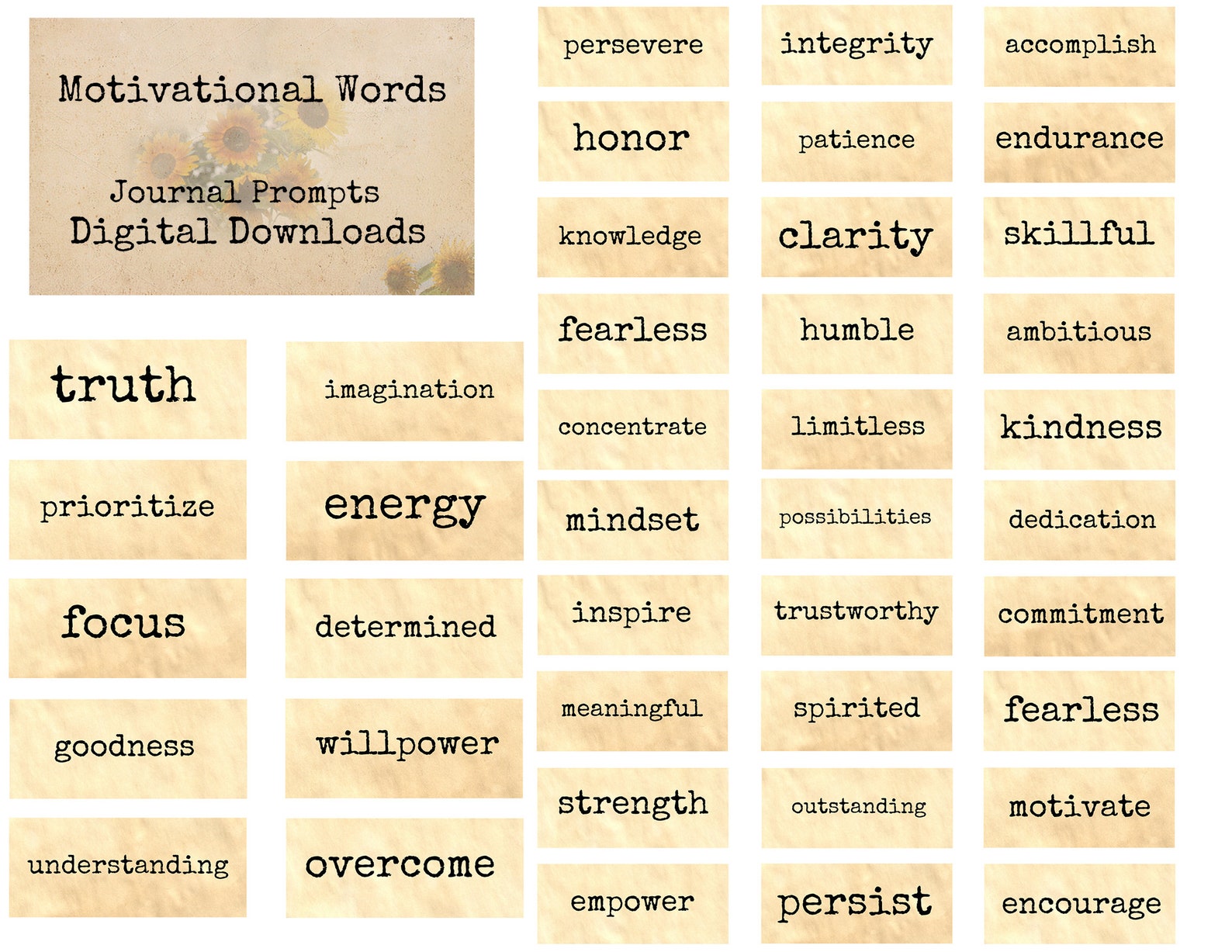 Motivational Words Journal Prompts Printable Words Instant - Etsy