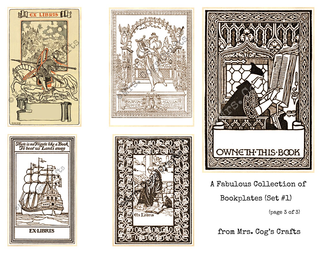 Fabulous Bookplates Set #1 - Ex Libris - Labels for Journals and Books ...