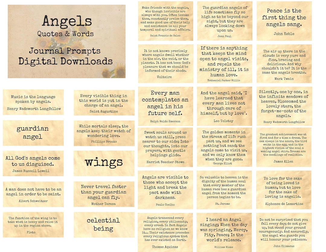 Angels - Quotes & Words - Journal Prompts, Printable Words, Instant ...