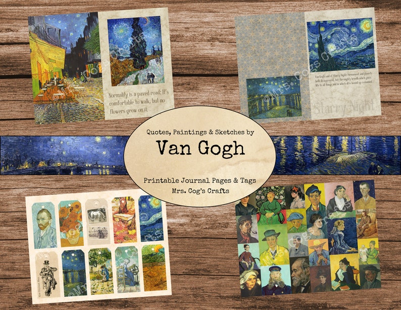 Van Gogh Junk Journal Kit - Printable Journal, Vintage Images ...