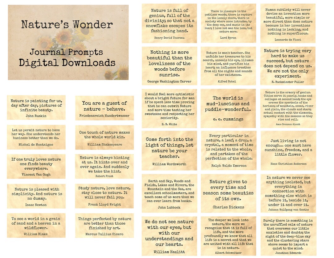 Nature's Wonder - Quotes & Sayings - Journal Prompts, Printable Words ...