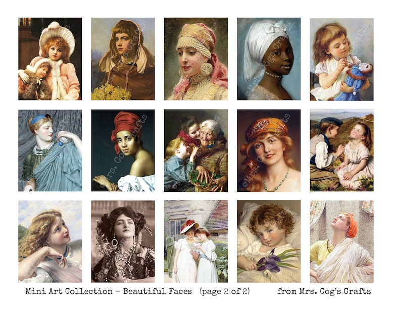 Mini Art Beautiful Faces Printable Images Digital - Etsy