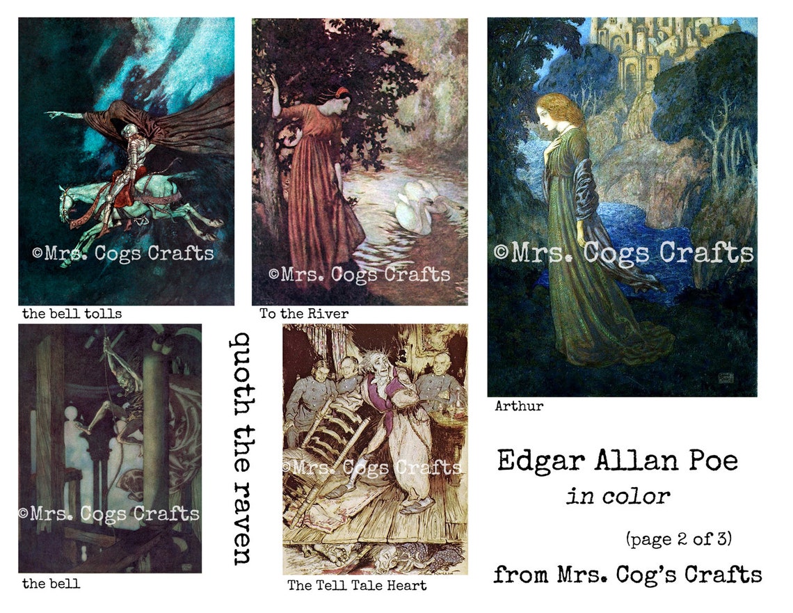 Edgar Allan Poe in Color Digital Ephemera Classics Digital | Etsy