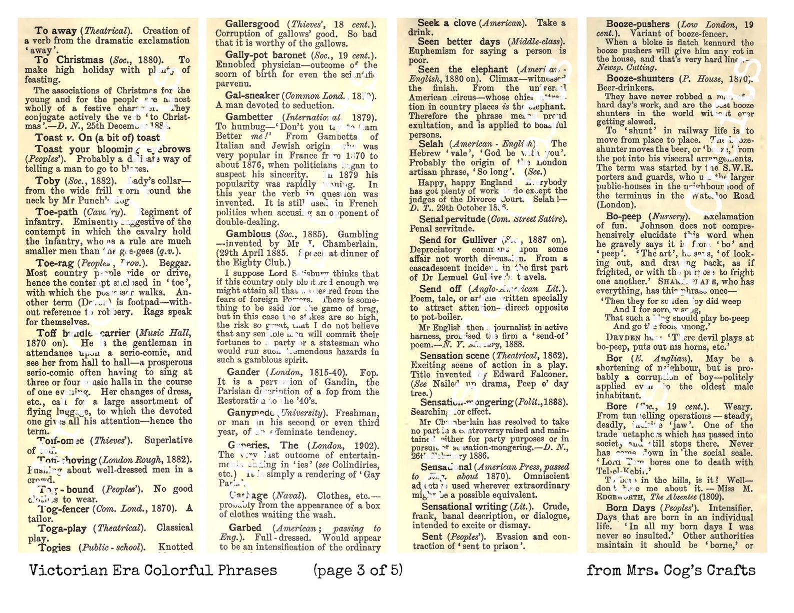 Victorian Era Colorful Phrases - Journal Prompts, Printable Words ...