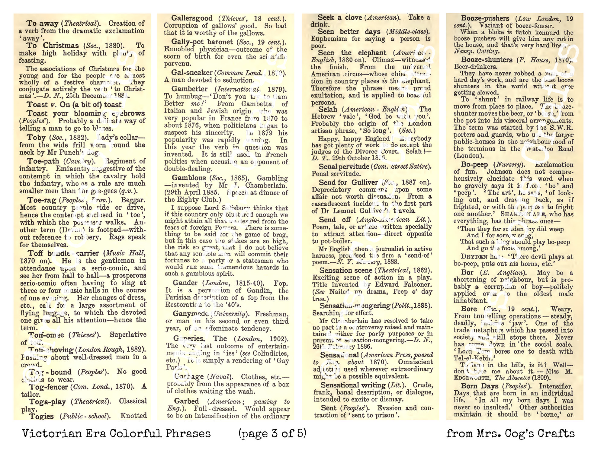 Victorian Era Colorful Phrases - Journal Prompts, Printable Words ...