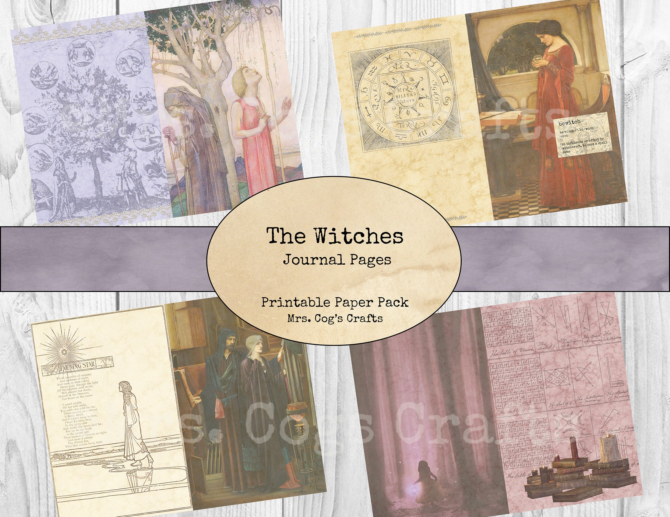 The Witches - Printable Journal Pages, Paper Pack, Digital Journal ...
