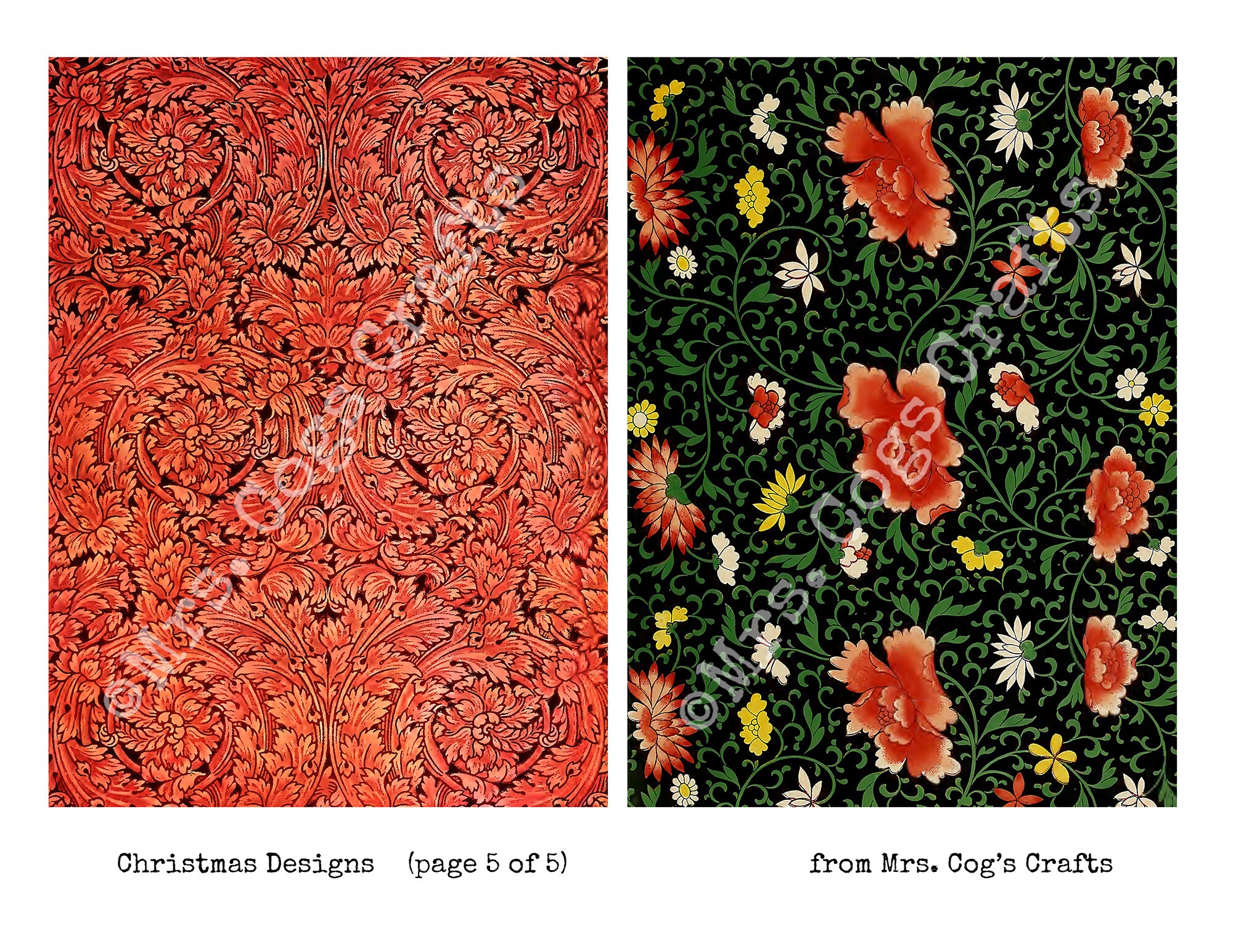 Christmas Designs Set #1 - Printable Images, Instant Download, Digital ...