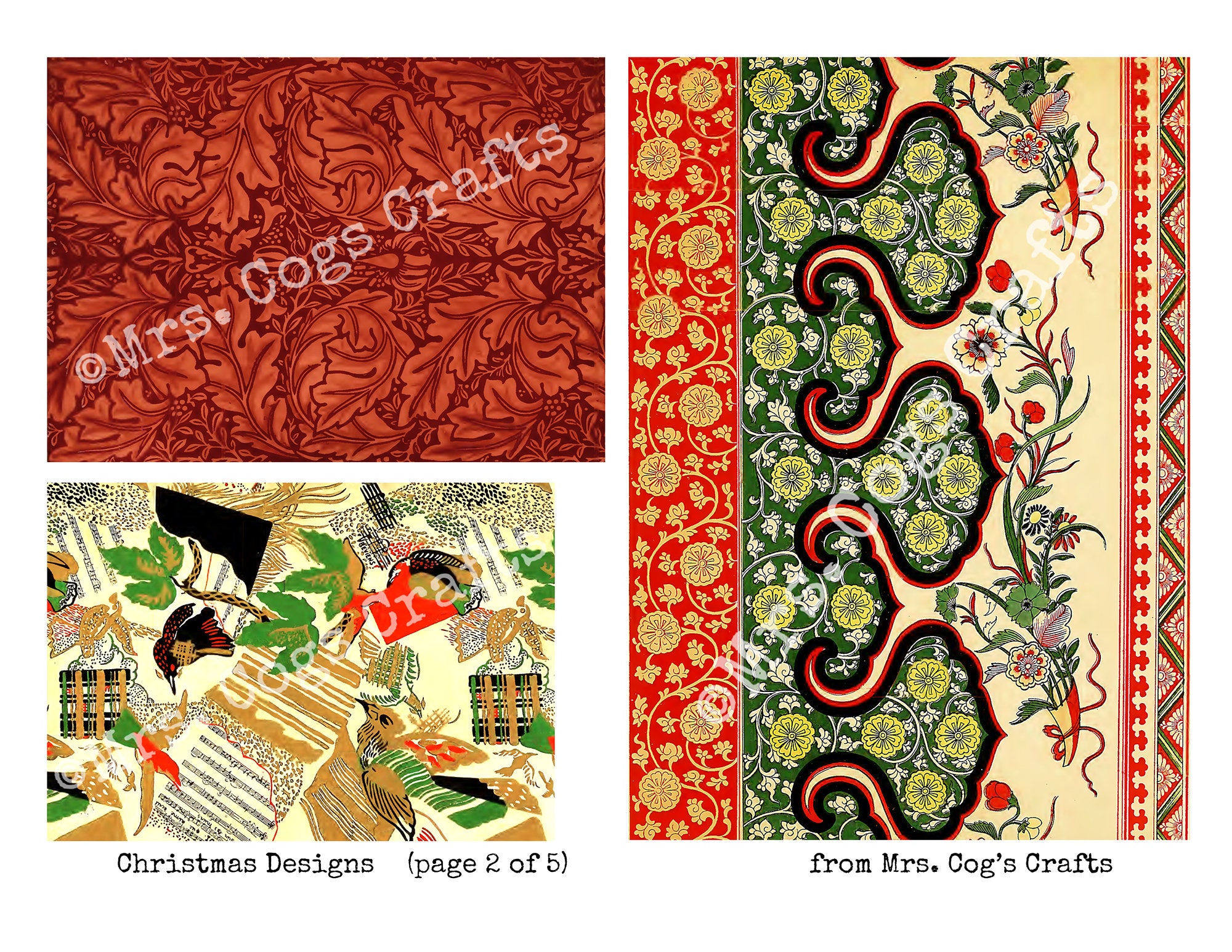 Christmas Designs Set 1 Printable Images Instant Download - Etsy