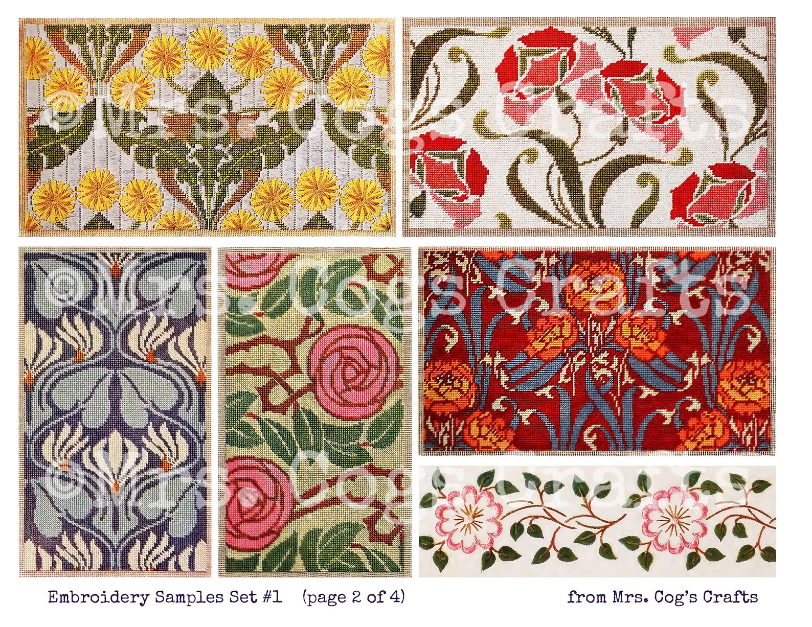 Embroidery Samples Set 1 Printable Stitching Digital | Etsy