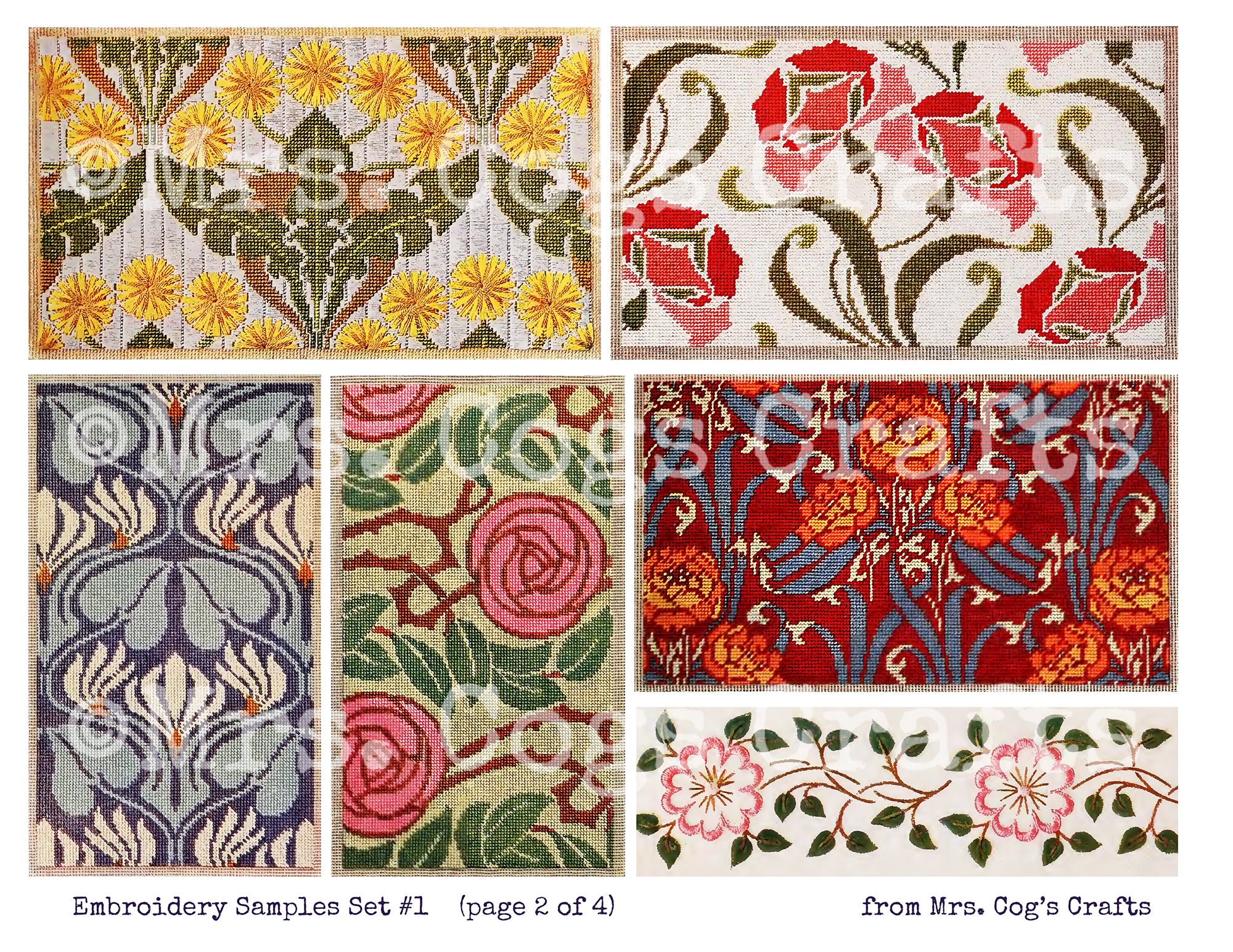 Embroidery Samples Set 1 Printable Stitching Digital | Etsy