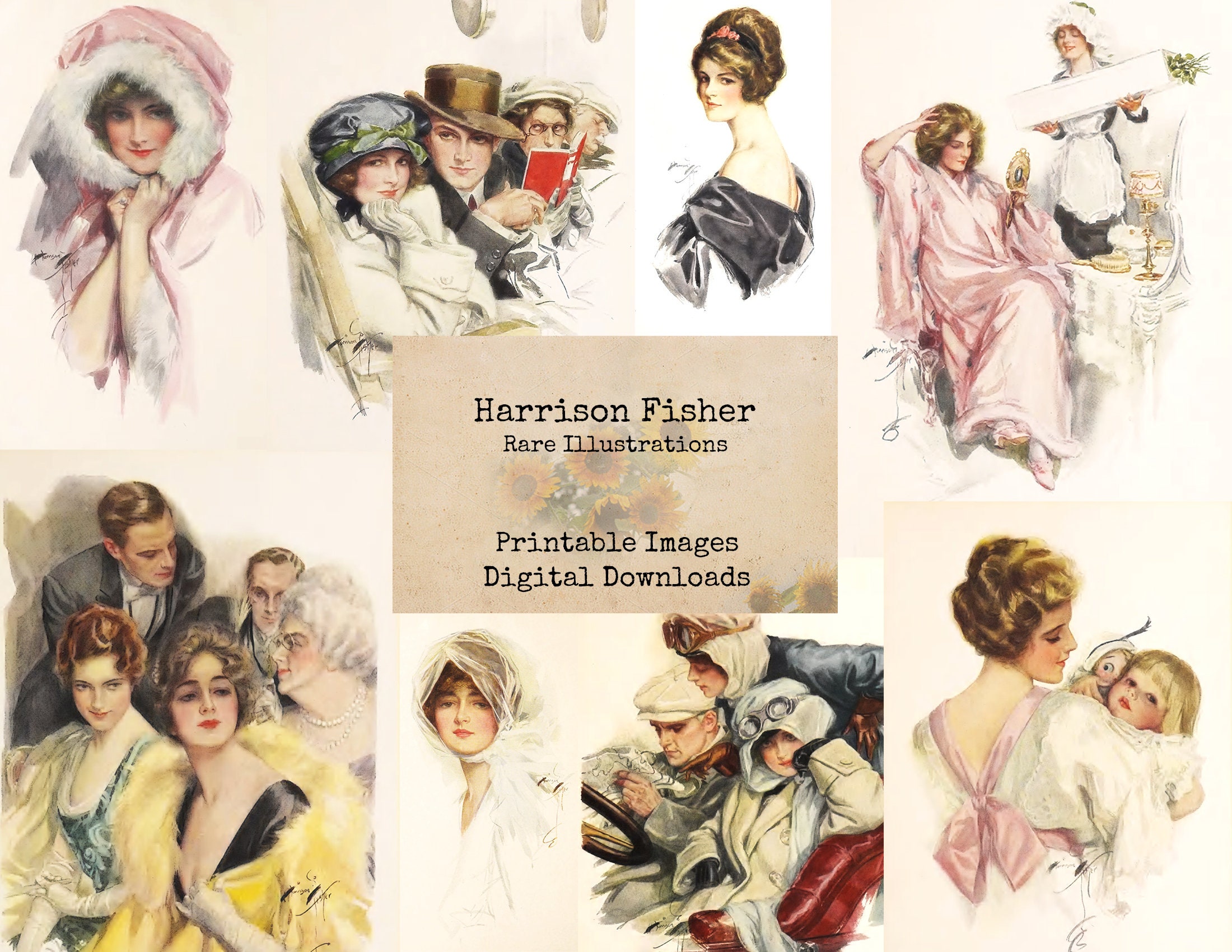 Harrison Fisher Rare Illustrations Printable Images Old - Etsy