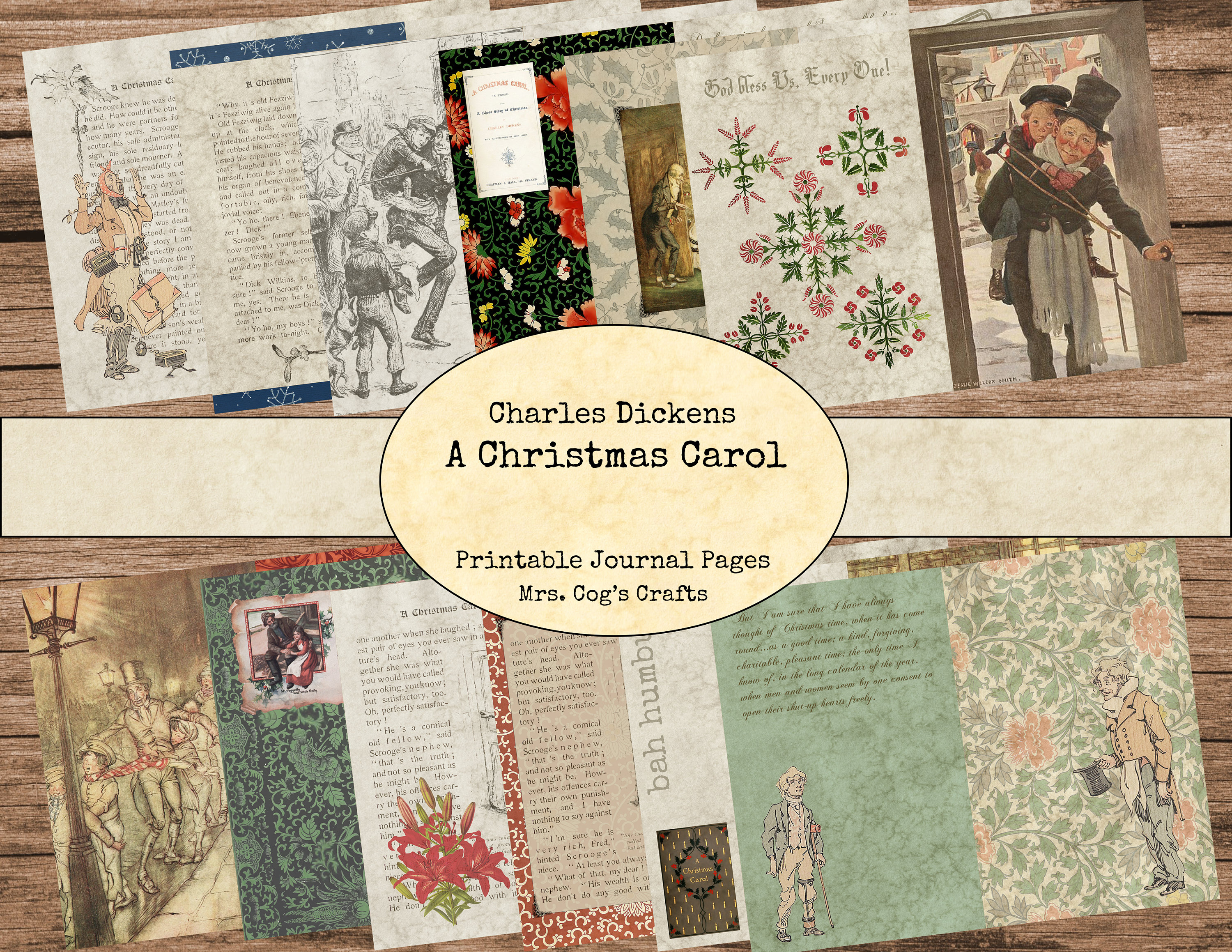 Dickens Christmas Carol - Junk Journal Kit, Printable Journal, Digital ...