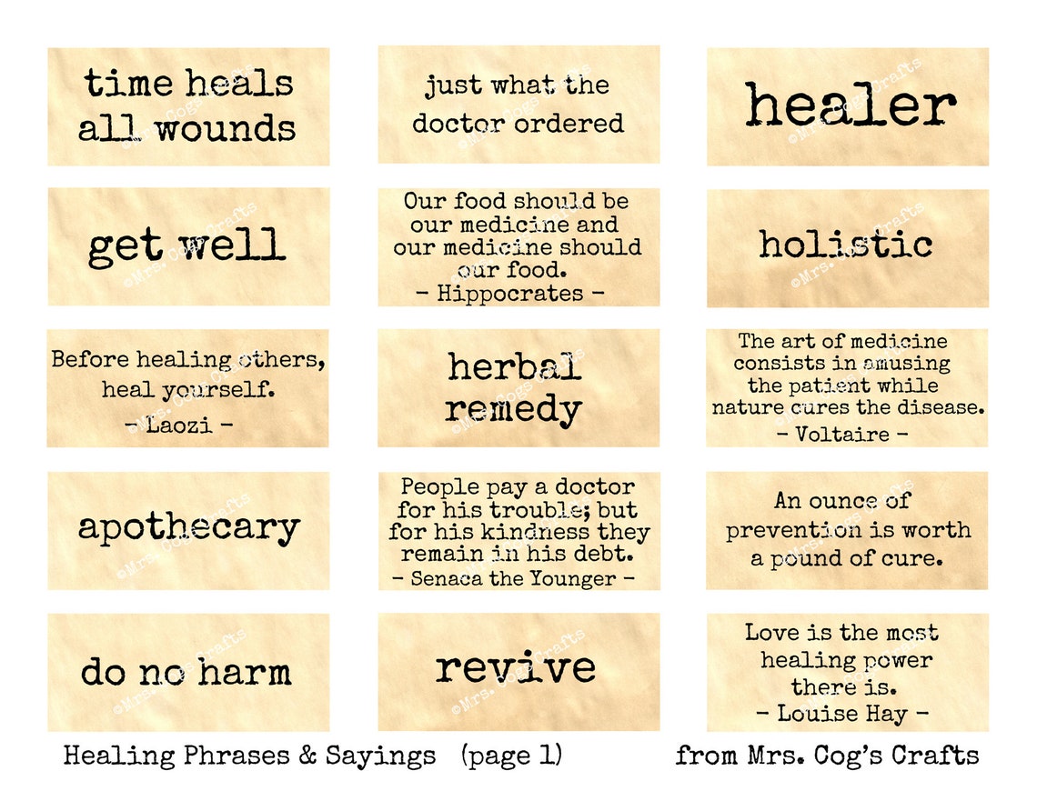 Healing Phrases and Sayings - Journal Prompts, Printable Words, Instant ...