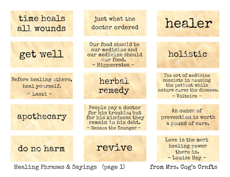 Healing Phrases and Sayings - Journal Prompts, Printable Words, Instant ...