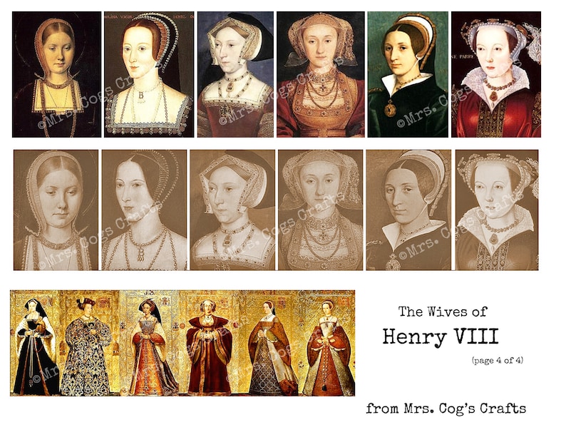 The Wives of Henry VIII Printable Images Vintage Art | Etsy