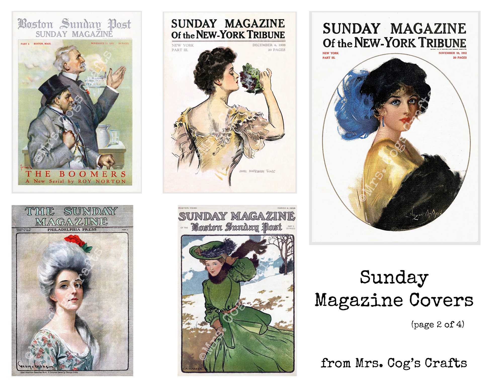 Sunday Magazine Covers Printable Images Ephemera Vintage | Etsy