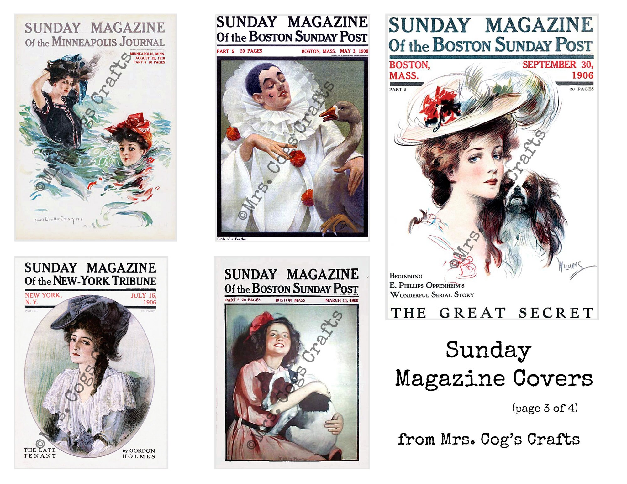 Sunday Magazine Covers Printable Images Ephemera Vintage | Etsy