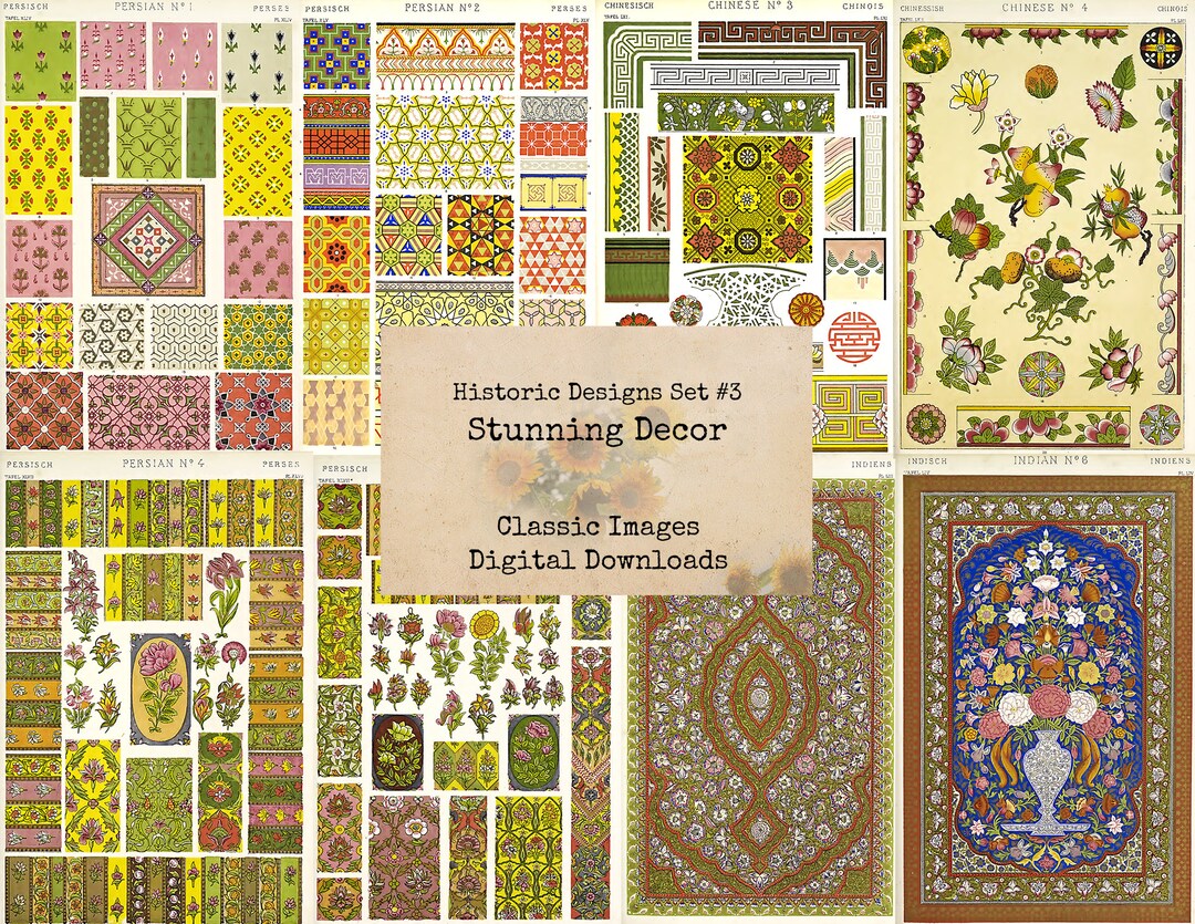 Historic Designs Set #3 Stunning Decor - Printable Images, Instant ...