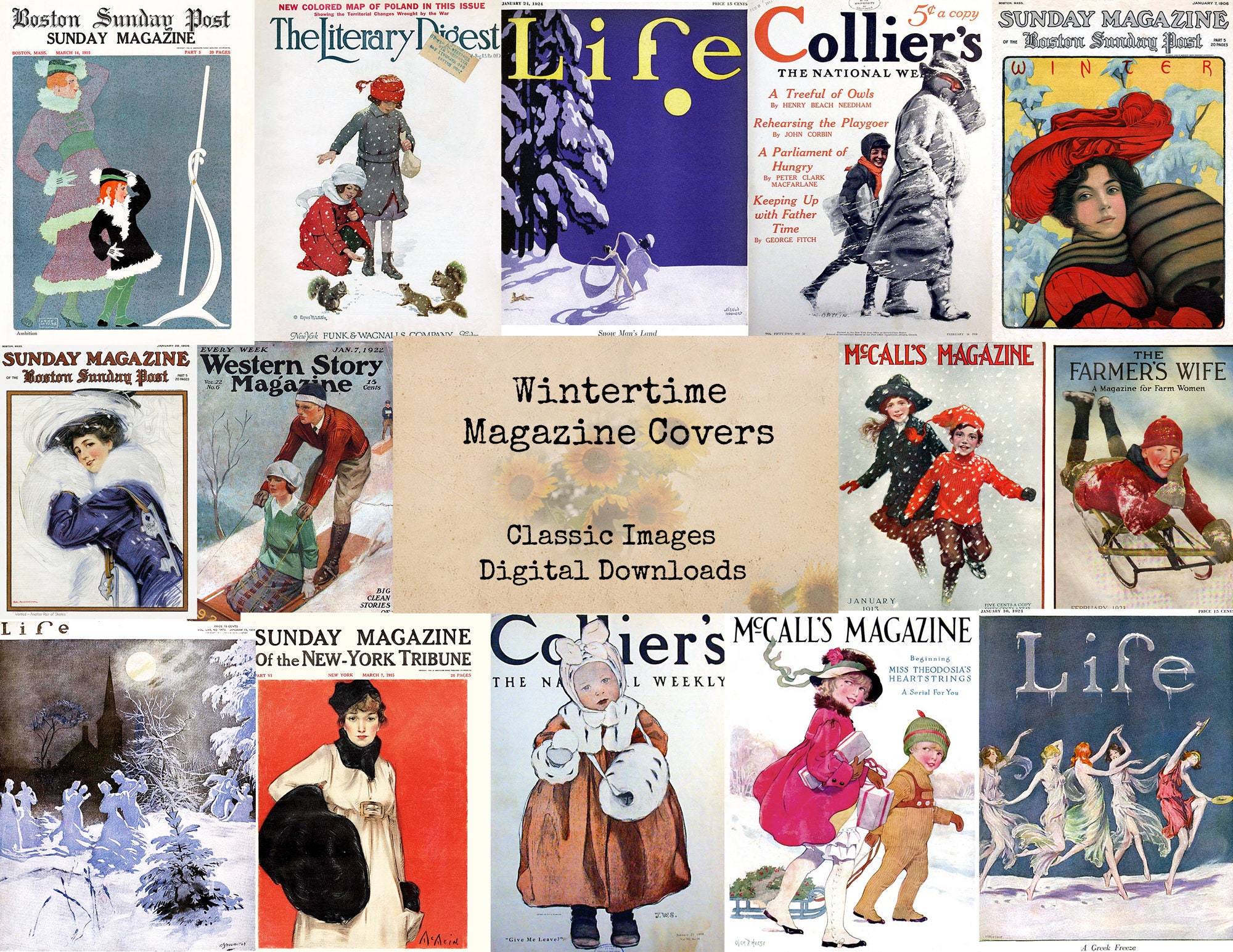 Wintertime Magazine Covers Printable Images Ephemera - Etsy